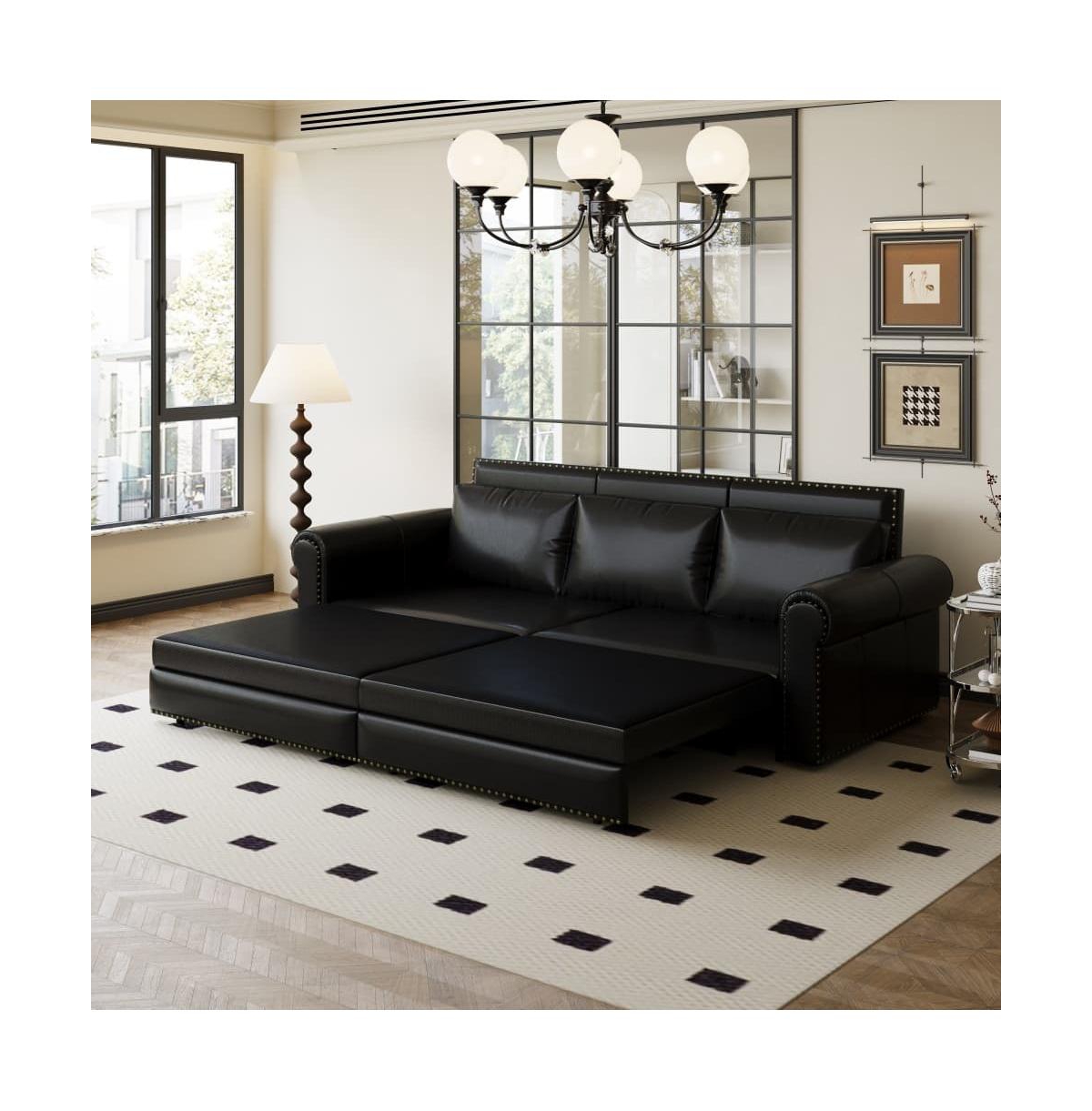 Click here for Maison Boucle 93.7 Faux Leather King Pull Out Sofa... prices