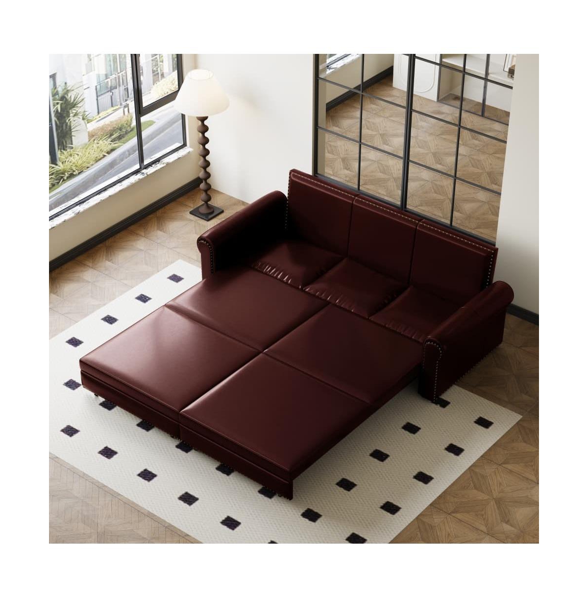 Click here for Maison Boucle 93.7 Faux Leather King Pull Out Sofa... prices