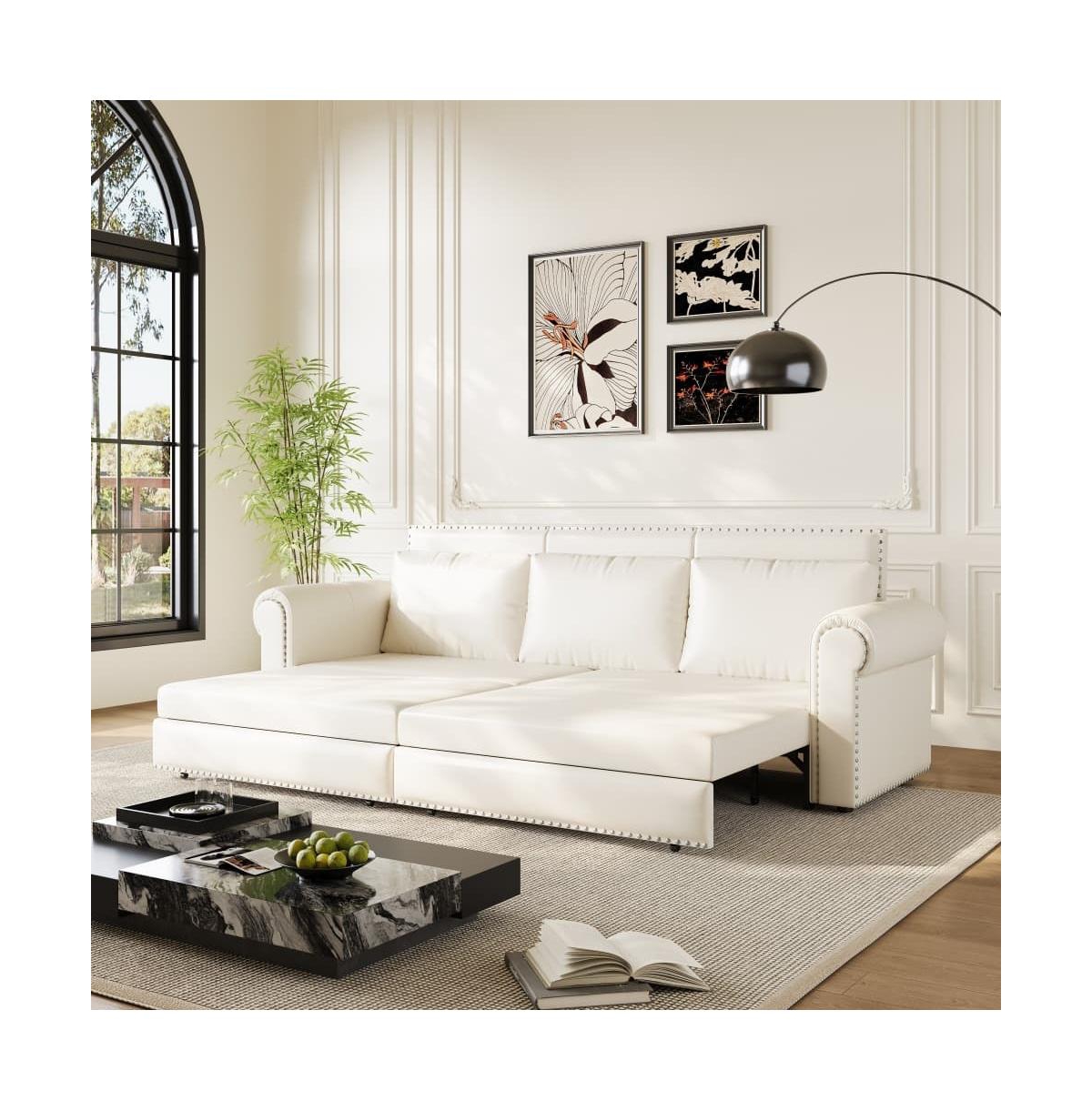 Click here for Maison Boucle 93.7 Faux Leather King Pull Out Sofa... prices