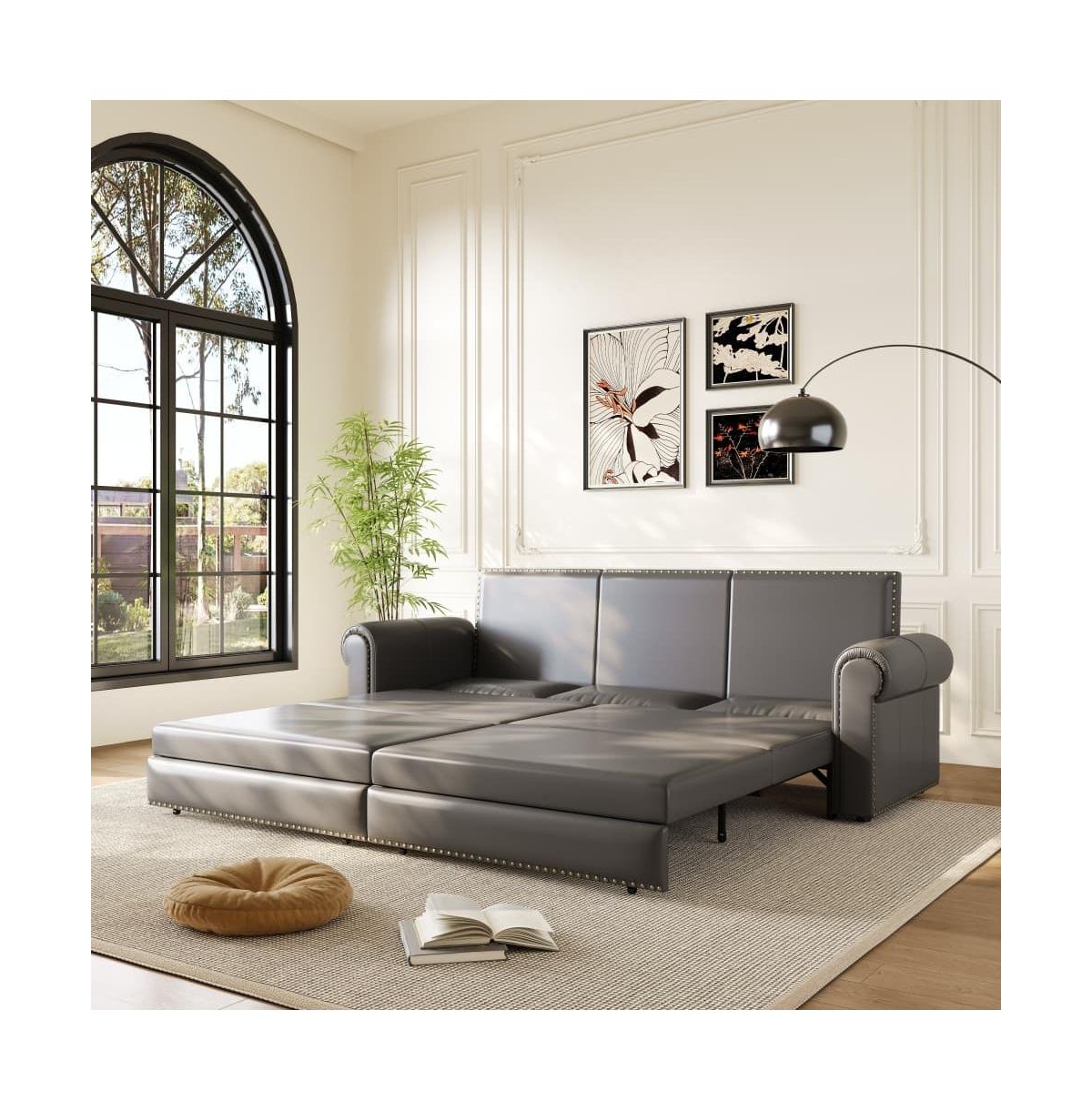 Click here for Maison Boucle 93.7 Faux Leather King Pull Out Sofa... prices