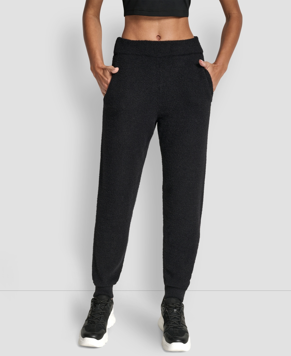 Click here for Dkny Womens Feather Yarn Tonal Jogger - Black prices