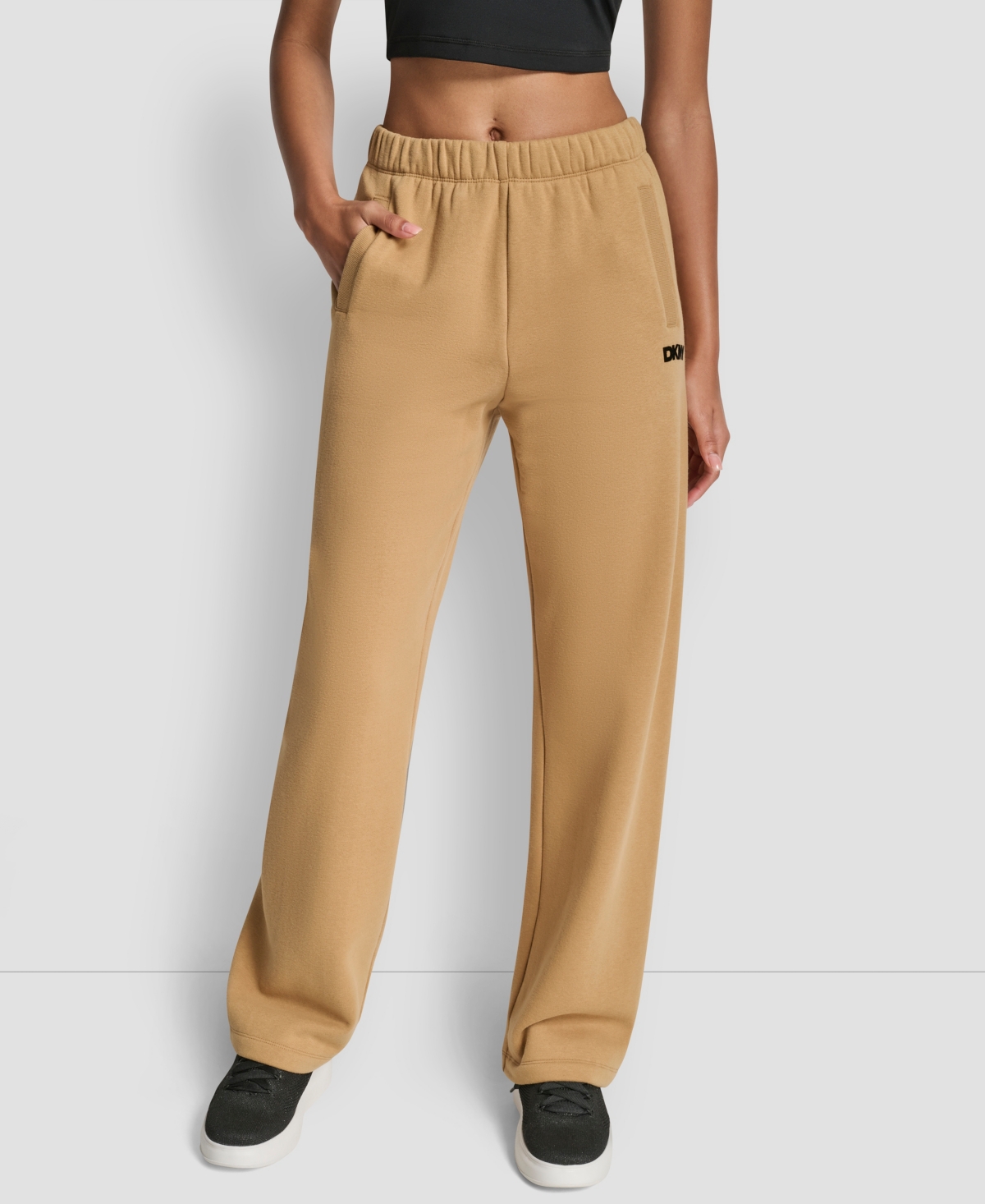 Click here for Dkny Womens Flocked Logo Boyfriend Open Leg Pants... prices