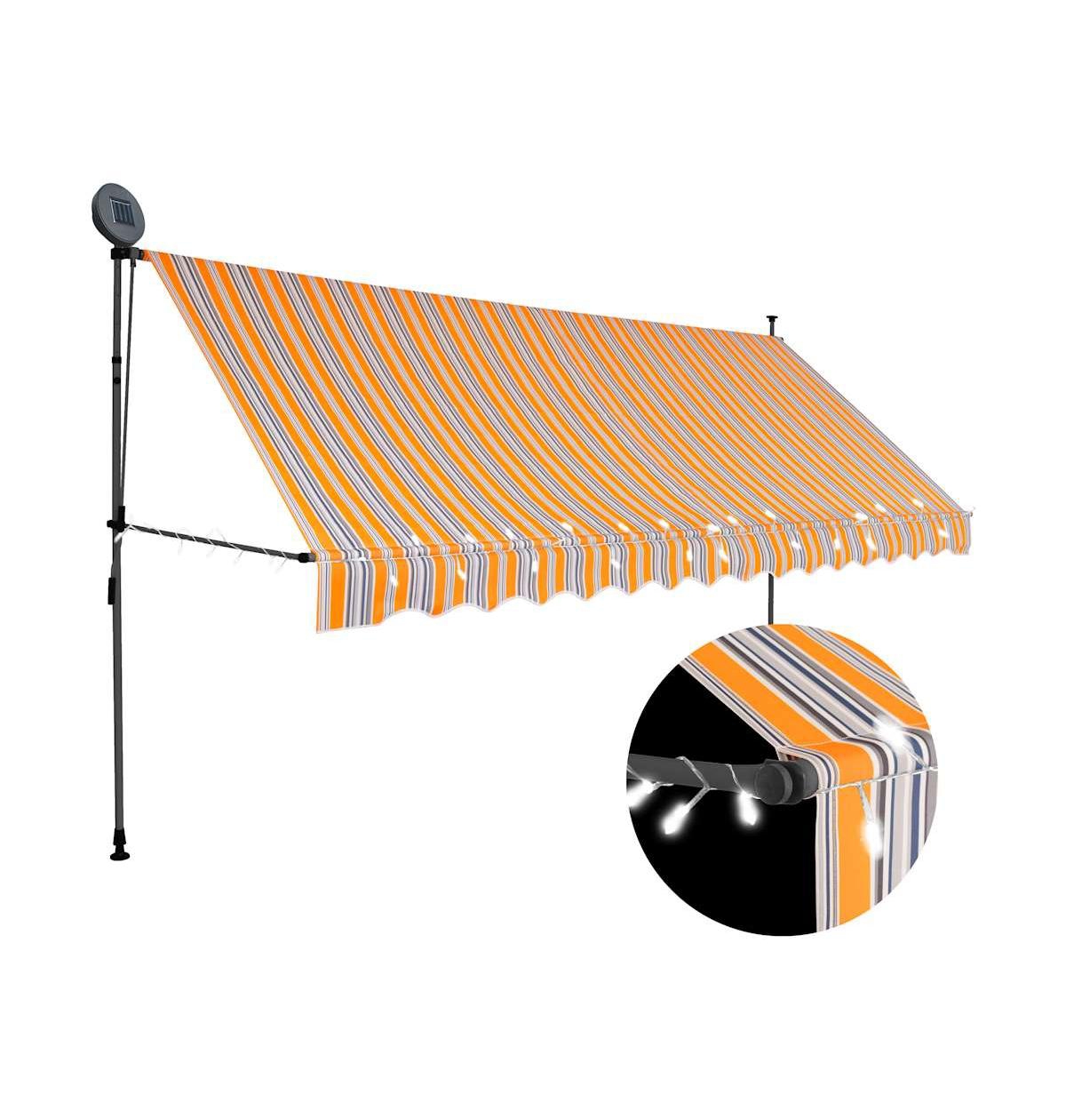 Click here for vidaXL Retractable Awning Yellow and Blue Polyeste... prices