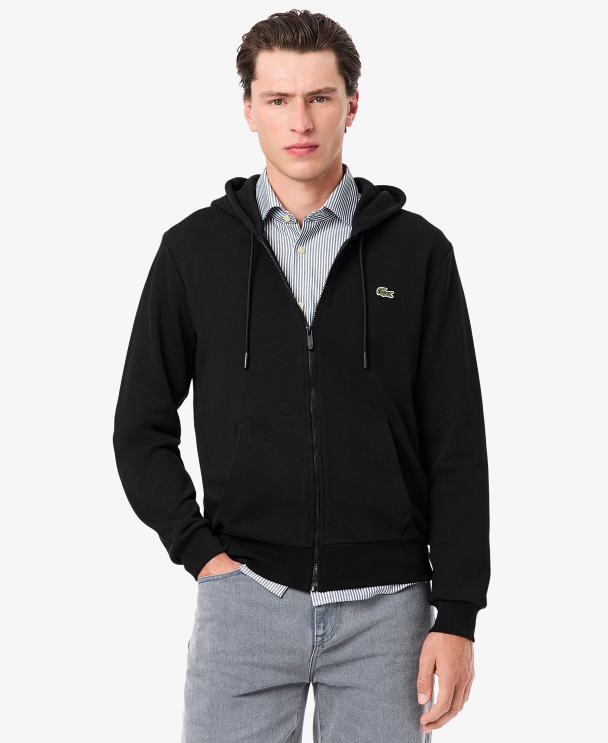 Click here for Lacoste Mens Zip-Up Fleece Hoodie - Black prices