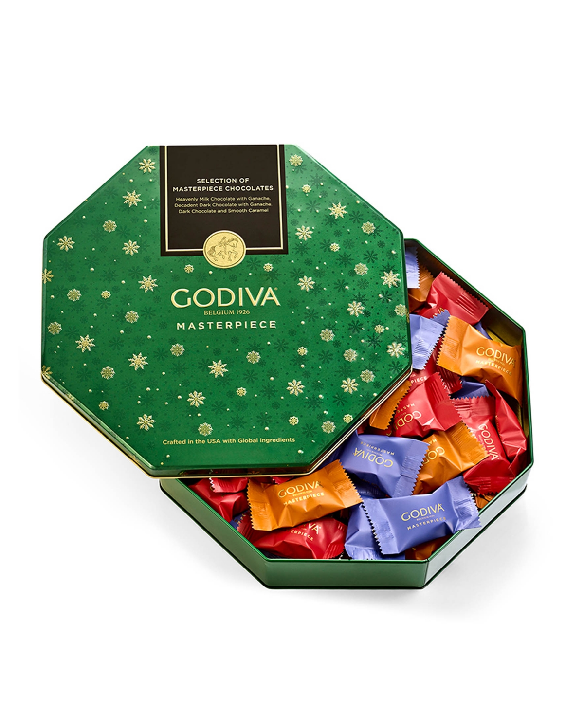 Godiva Assorted Masterpiece Holiday Tin  50 Pieces