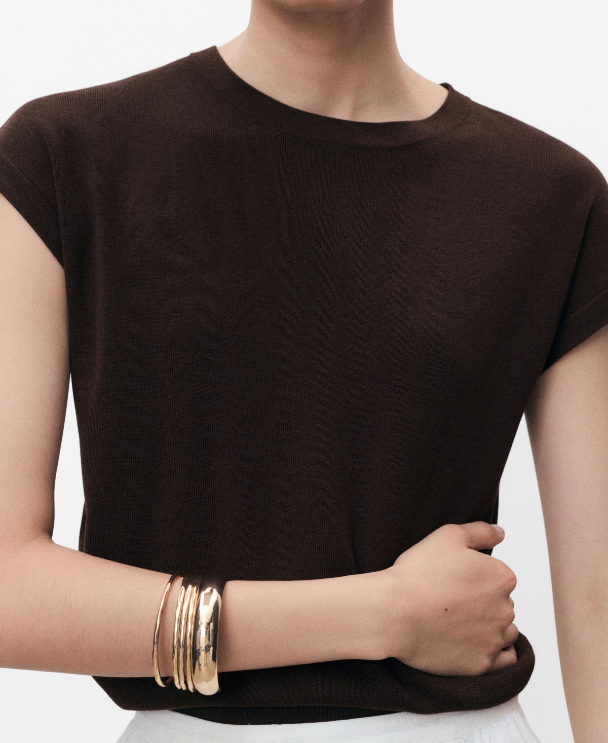 Click here for Mango Womens Short-Sleeved Knitted Cotton Sweater... prices