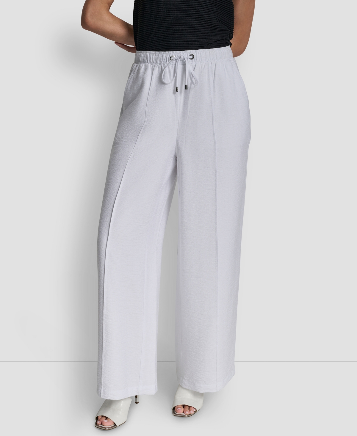 Click here for Dkny Womens Seam Crinkle Pull-On Pants - White prices