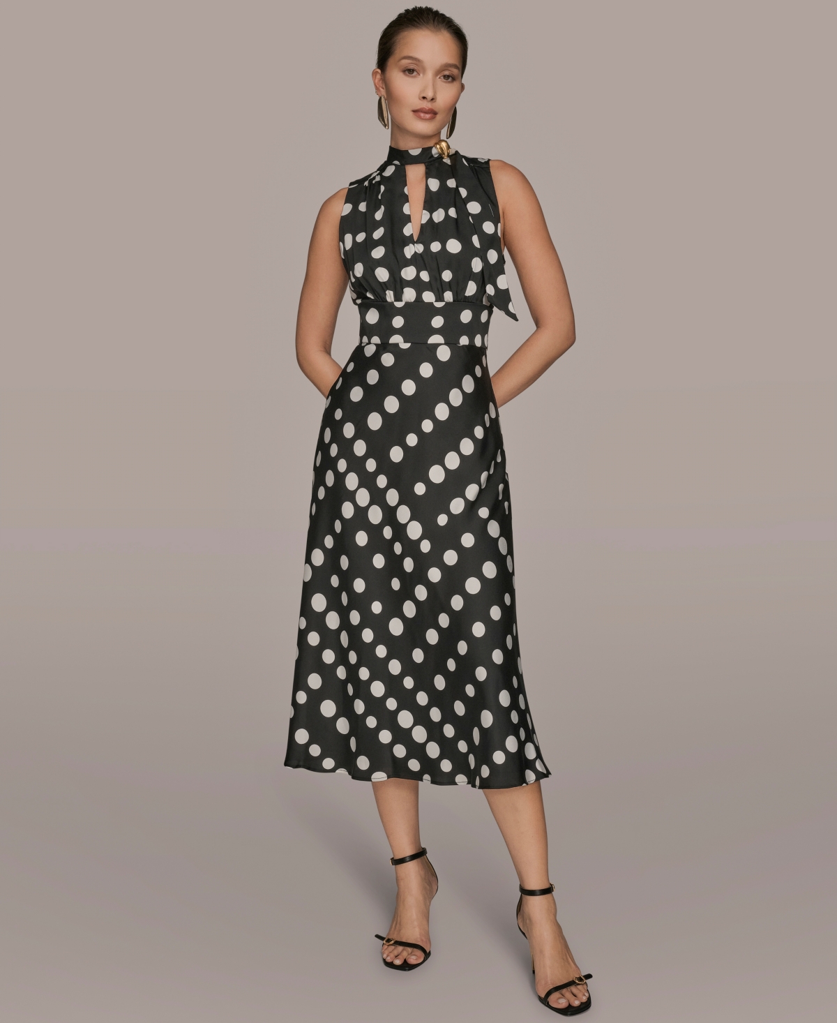 Click here for Donna Karan New York Womens Dot-Print Tie-Neck A-L... prices