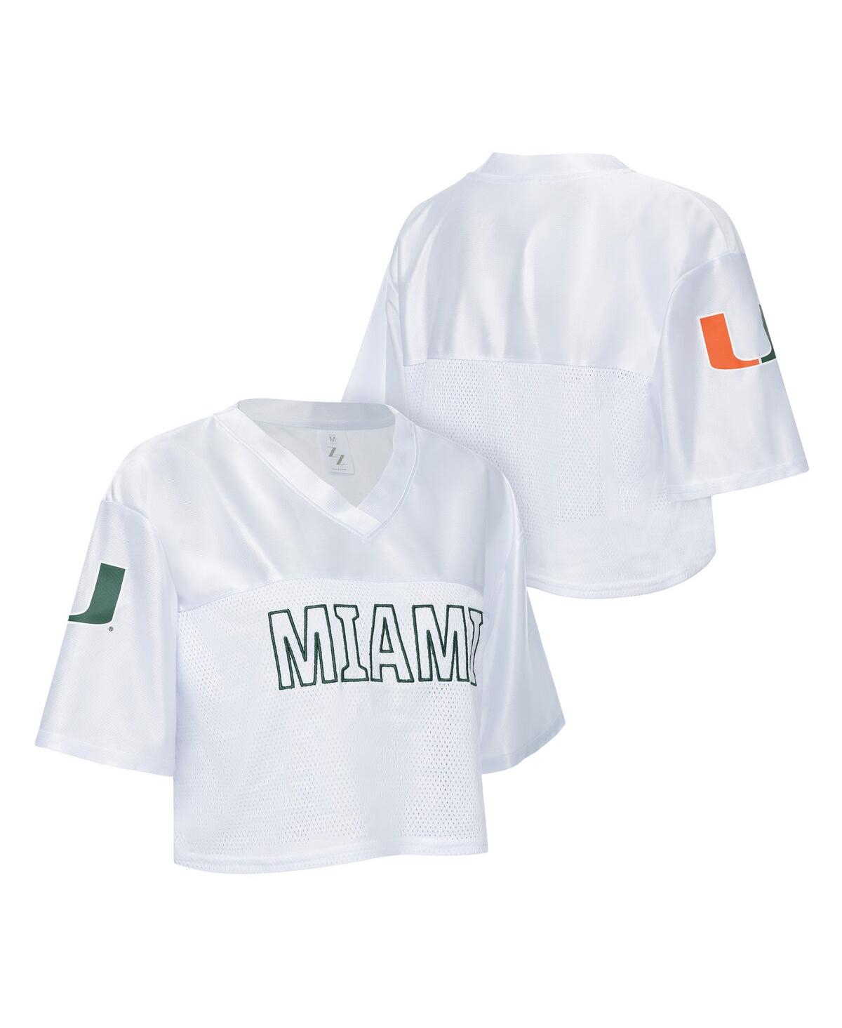 Click here for ZooZatz Womens White Miami Hurricanes Mesh Cropped... prices