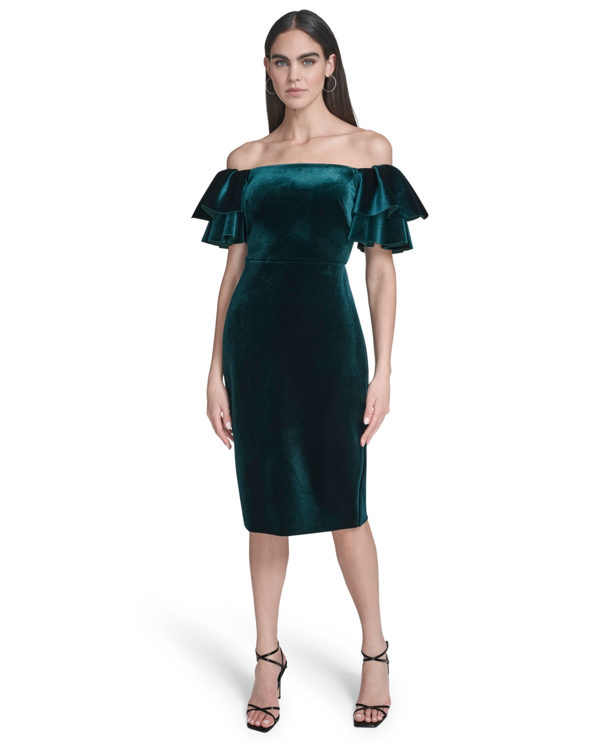Click here for Eliza J Womens Velvet Off-The-Shoulder Dress - Hun... prices