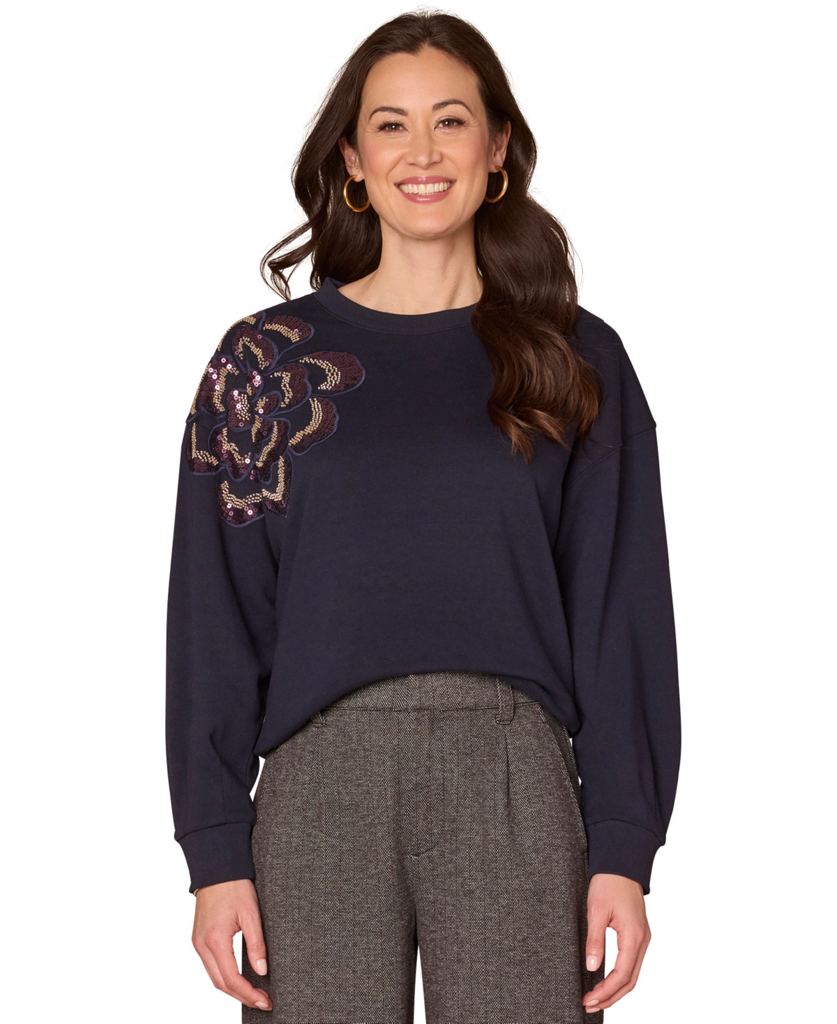 Click here for Democracy Petite Embellished Floral Crewneck Sweat... prices