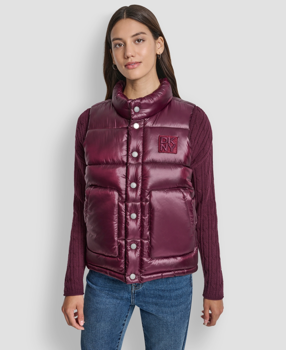 Click here for Dkny Jeans Womens Quilted Mock Neck Puffer Jacket... prices