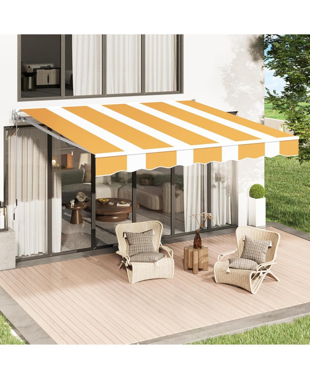 Click here for Aecojoy 10x8 Manual Retractable Awning Sun Shade... prices