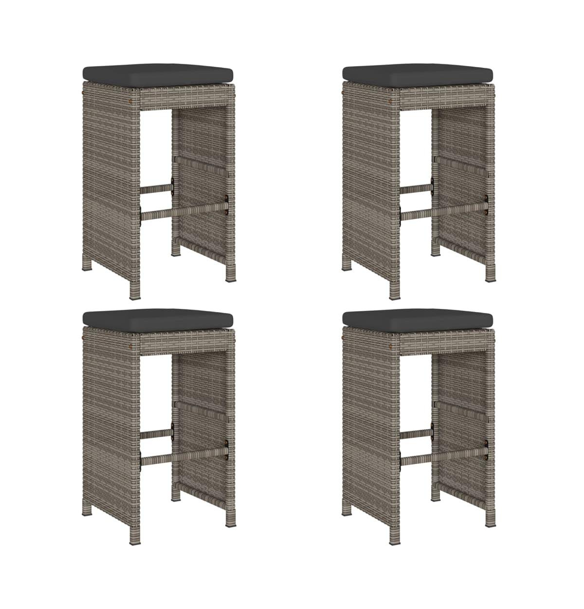 Click here for Garden Bar Stool Set of 4 Grey Pe rattan Standard... prices