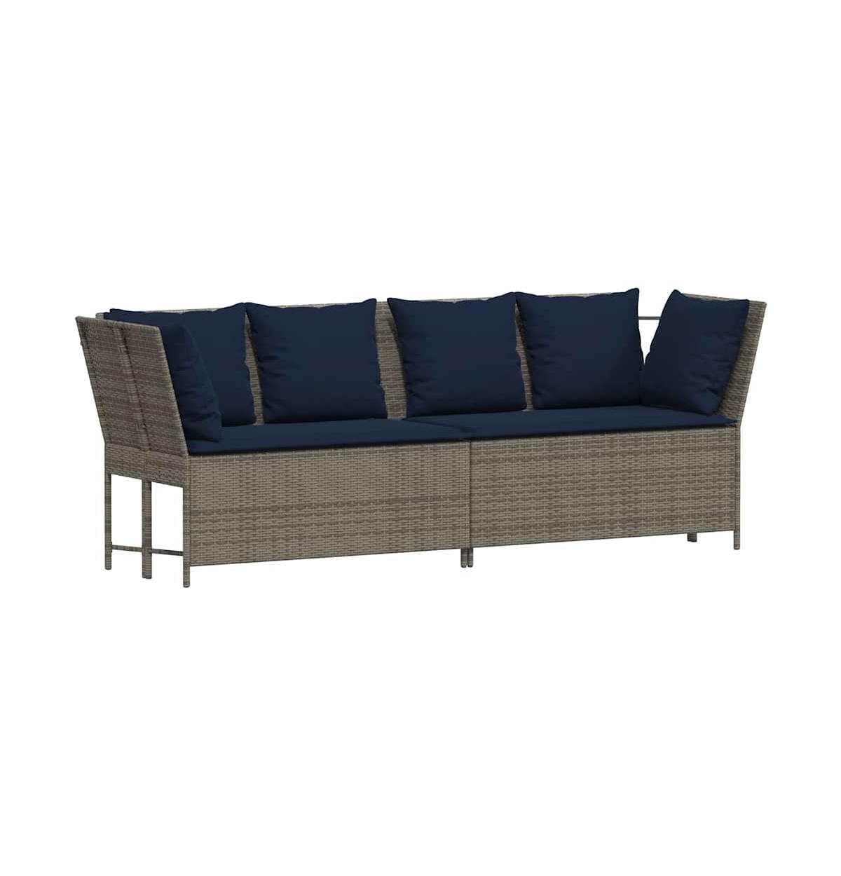 Click here for Patio Sofa with Cushions Gray Poly Rattan - Gray n... prices