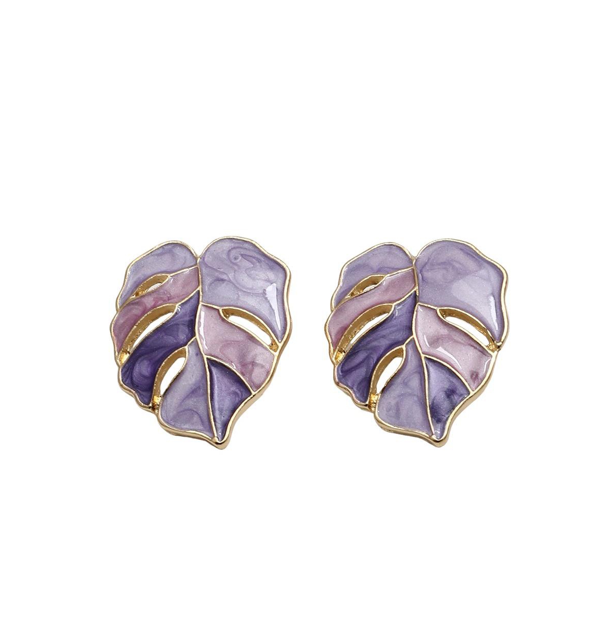Click here for Sohi Womens Leaf Stud Earrings - Purple prices