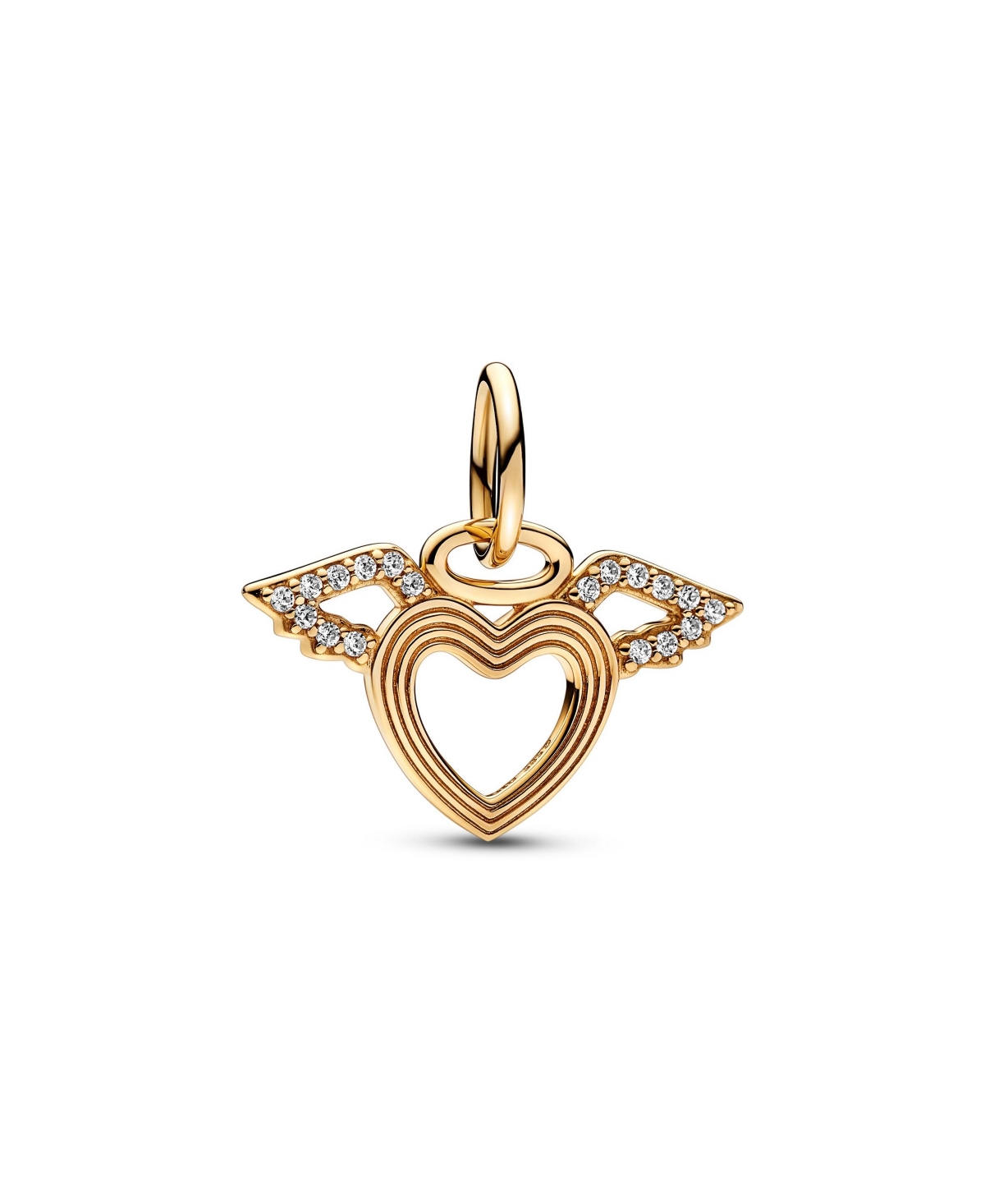 Click here for Pandora Gold Plated Heart Angel Wings Dangle Charm... prices