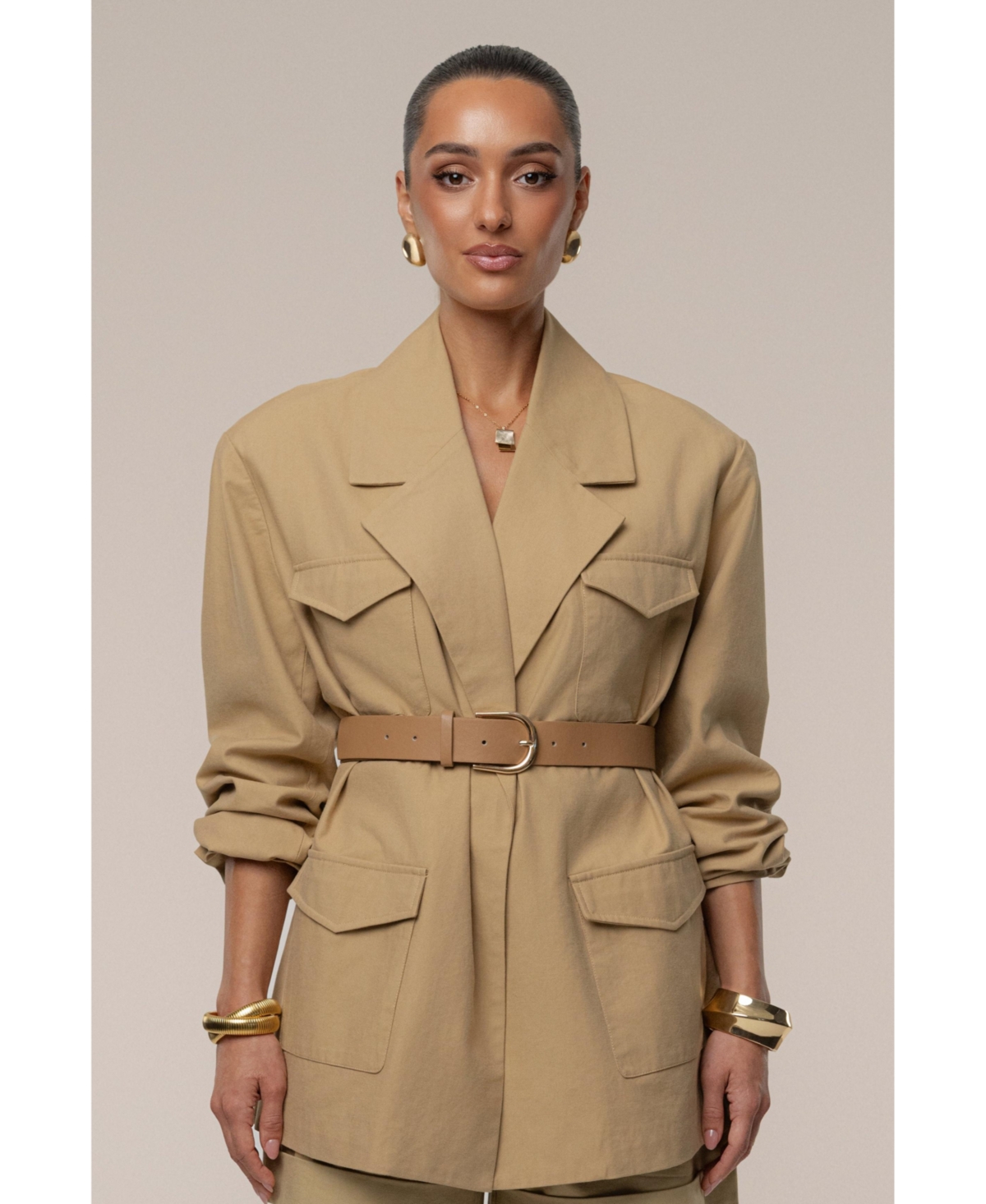 Click here for Jluxlabel Womens Precision Woven Blazer - Beige prices