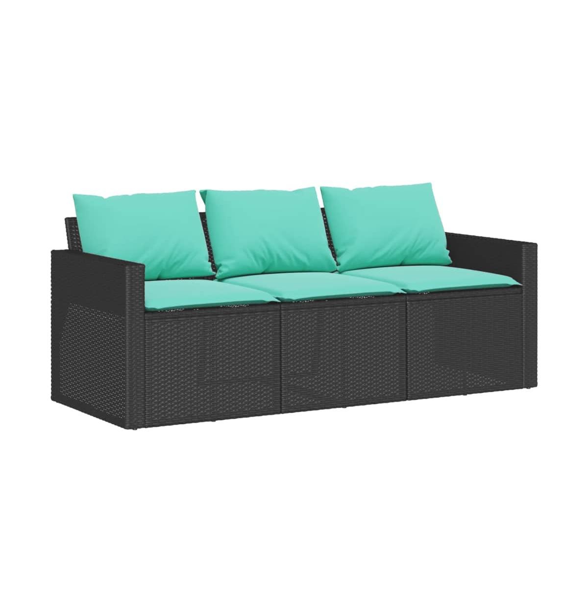 Click here for vidaXL Garden Sofa Black with blue cushions Pe rat... prices