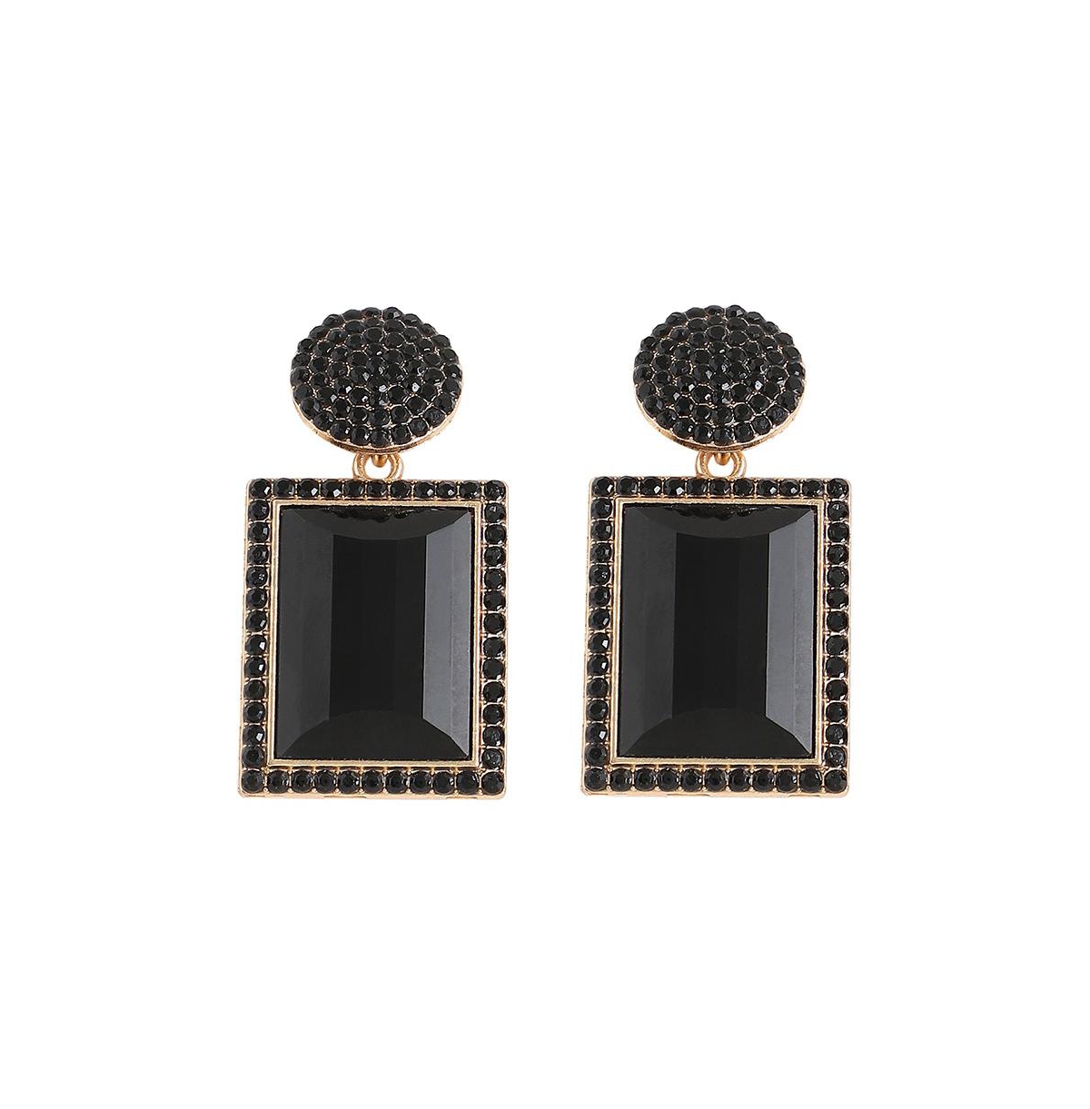 Click here for Sohi Womens Black Embellished Geometric Drop Earri... prices
