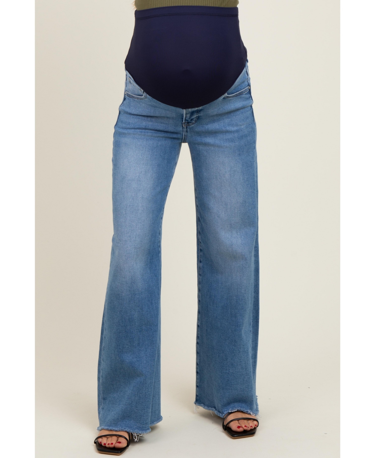 Click here for Pinkblush Maternity Blue Raw Hem Super Wide Leg Je... prices