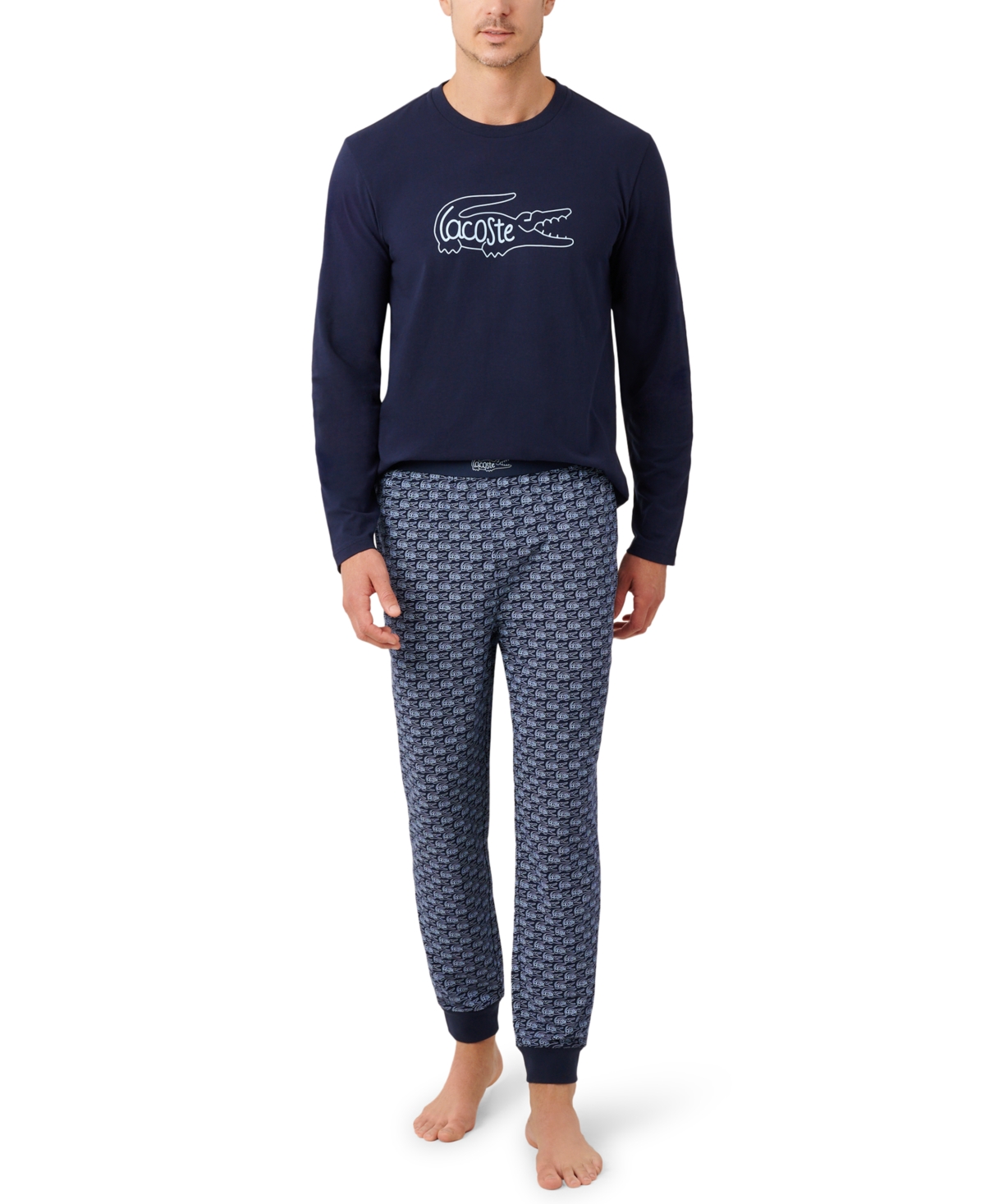 Click here for Lacoste Mens 2-Piece Jersey Pajama Set - Navy Blue... prices