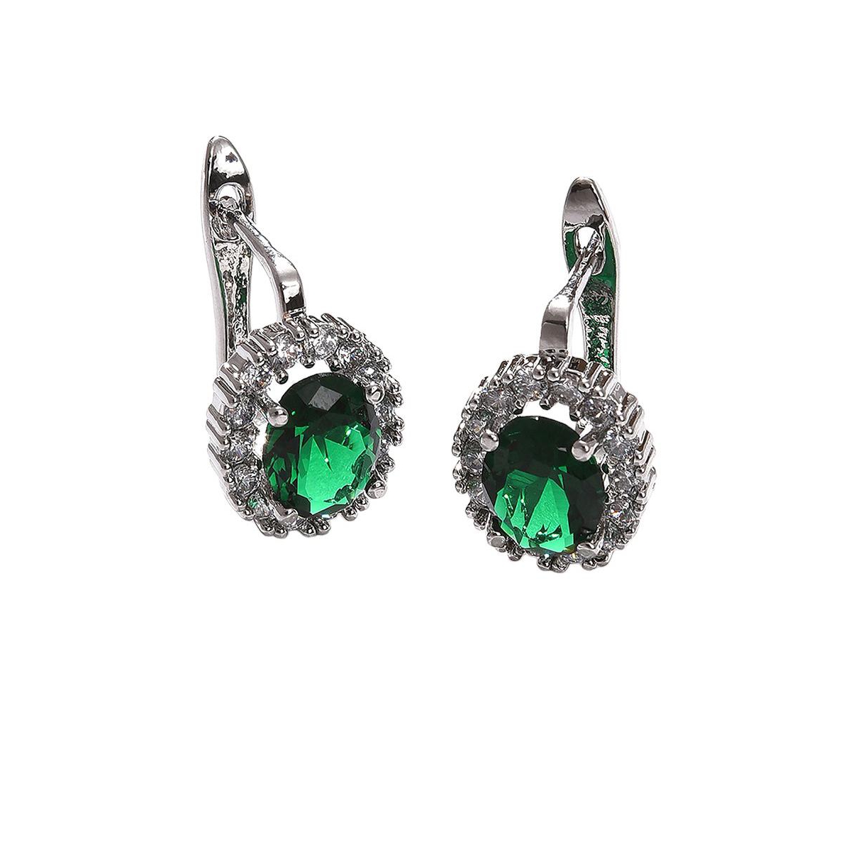 Click here for Sohi Womens Crystal Hoop Earrings - Green prices
