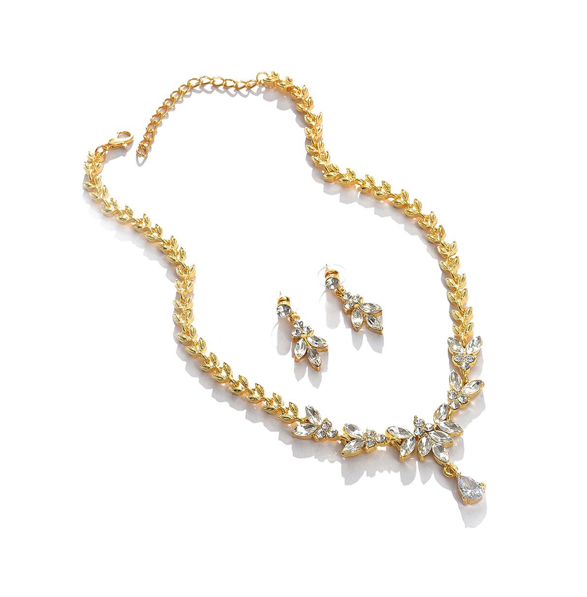 Click here for Sohi Womens Gold Stone Leaf Necklace And Earrings... prices