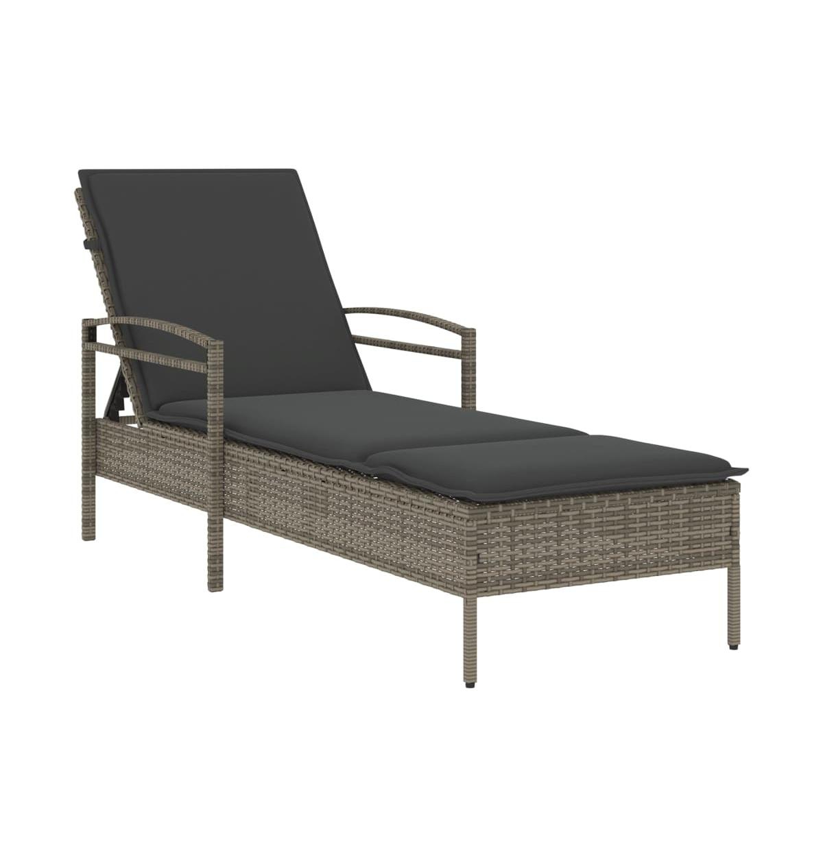 Click here for Sun Lounger Grey Poly Rattan  Powder-Coated Steel... prices