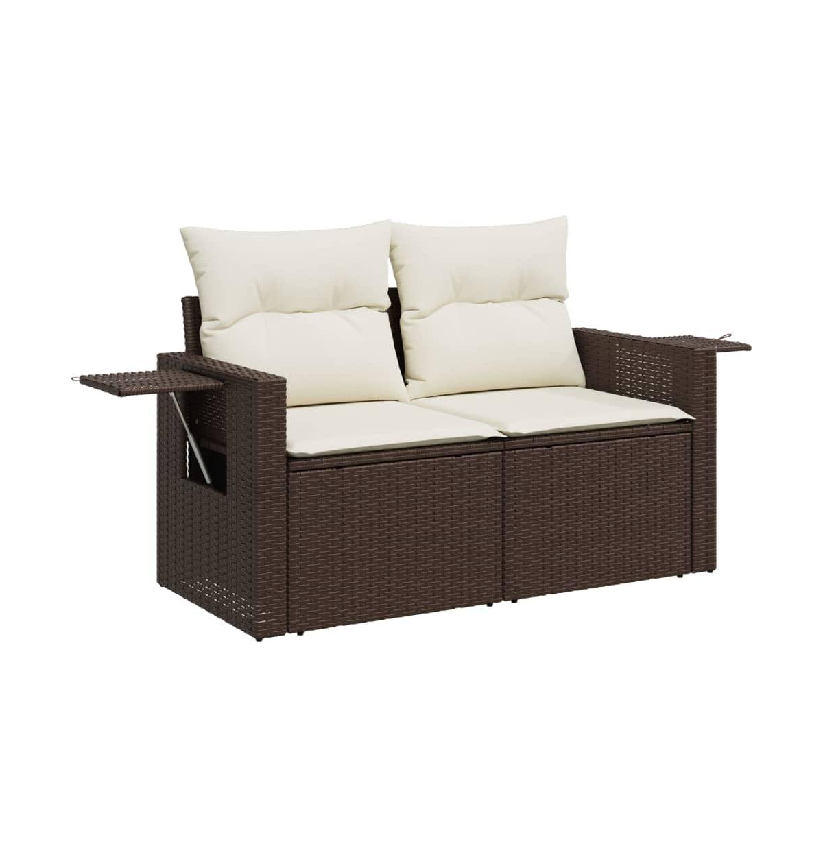 Click here for vidaXL Garden Sofa Brown Poly Rattan 2-seater Fold... prices
