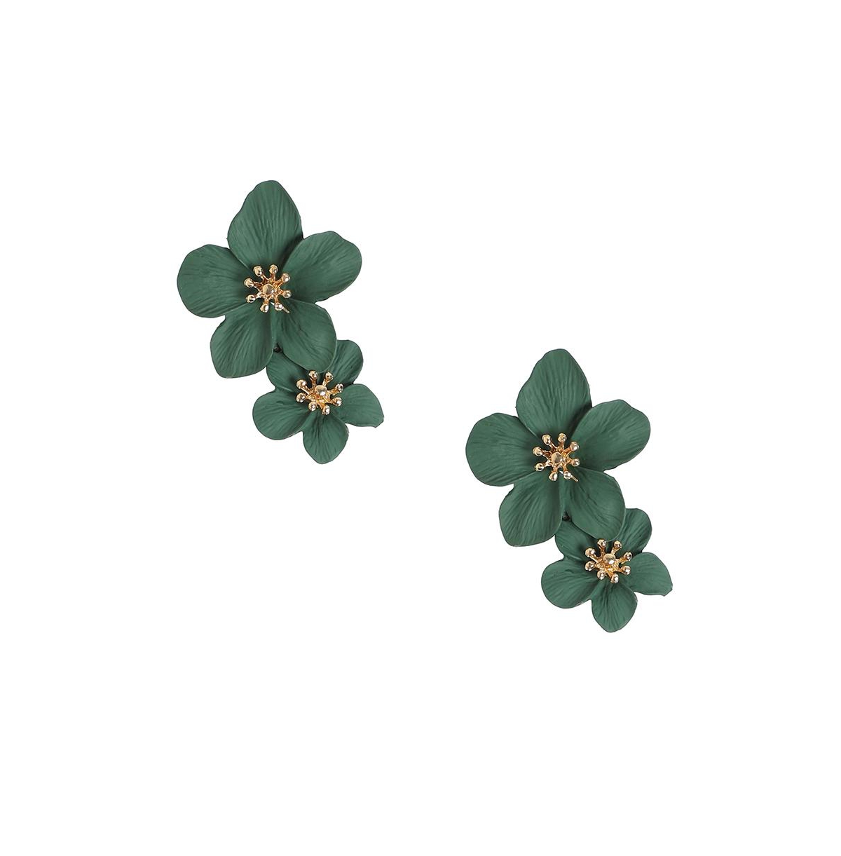 Click here for Sohi Womens Flower Drop Earrings - Green prices