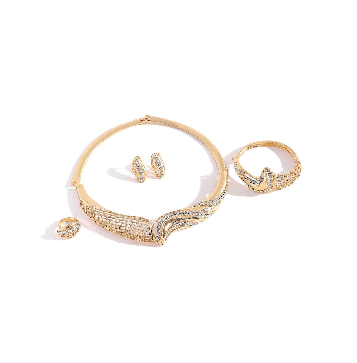 Click here for Sohi Womens Gold Embellished Twisted Necklace  Ear... prices