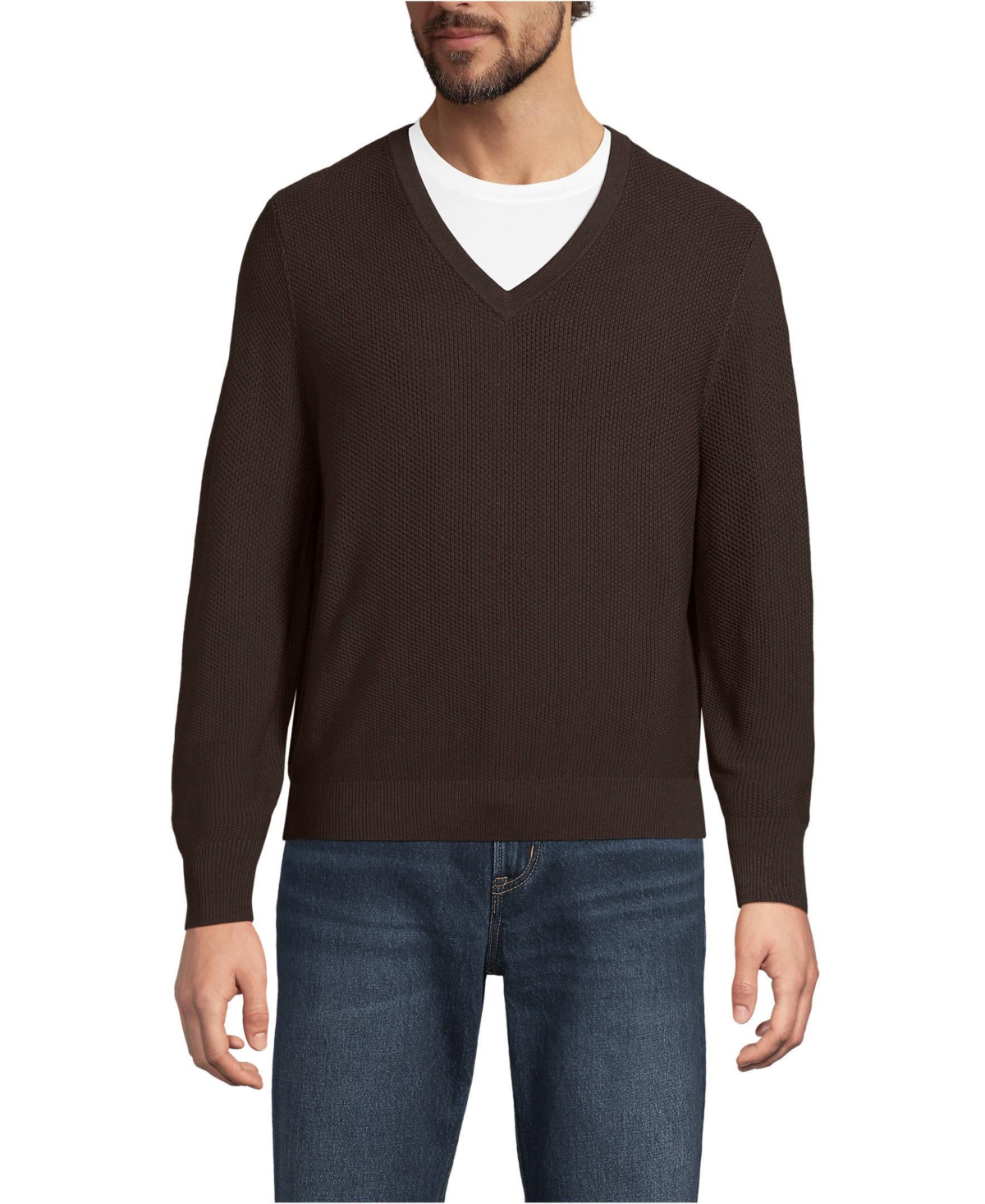 Click here for Lands End Mens Long Sleeve Washable Merino Wool V... prices