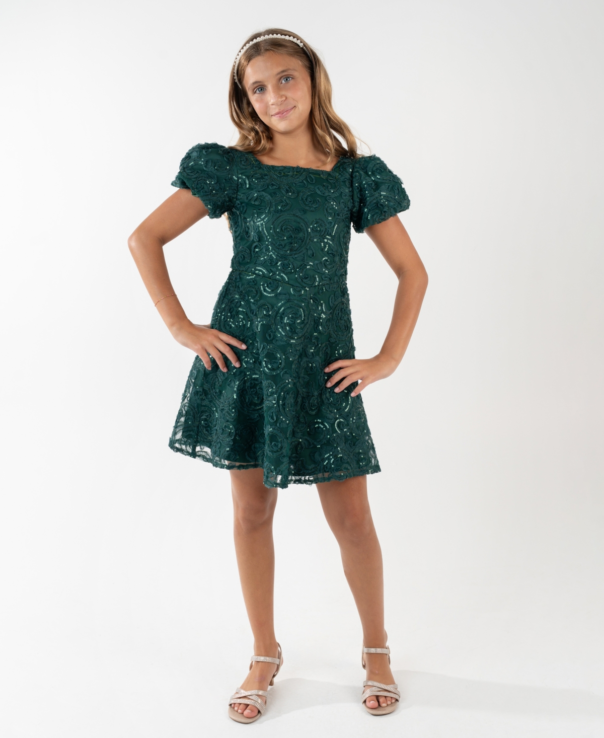 Click here for Rare Editions Girls 7-16 Soutache Short Sleeve A-L... prices