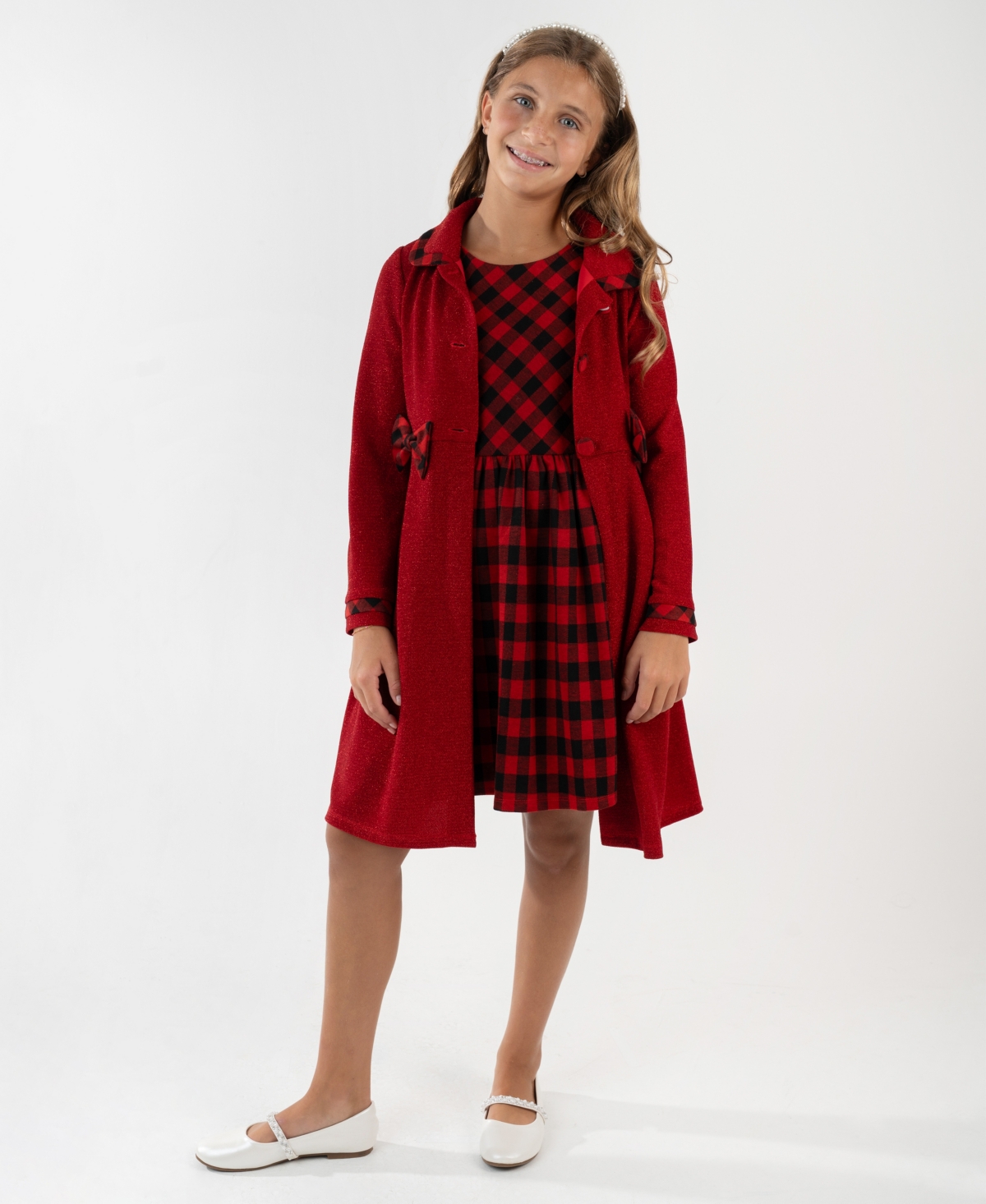 Click here for Rare Editions Girls 7-16 2-Piece Plaid Coat and Dr... prices