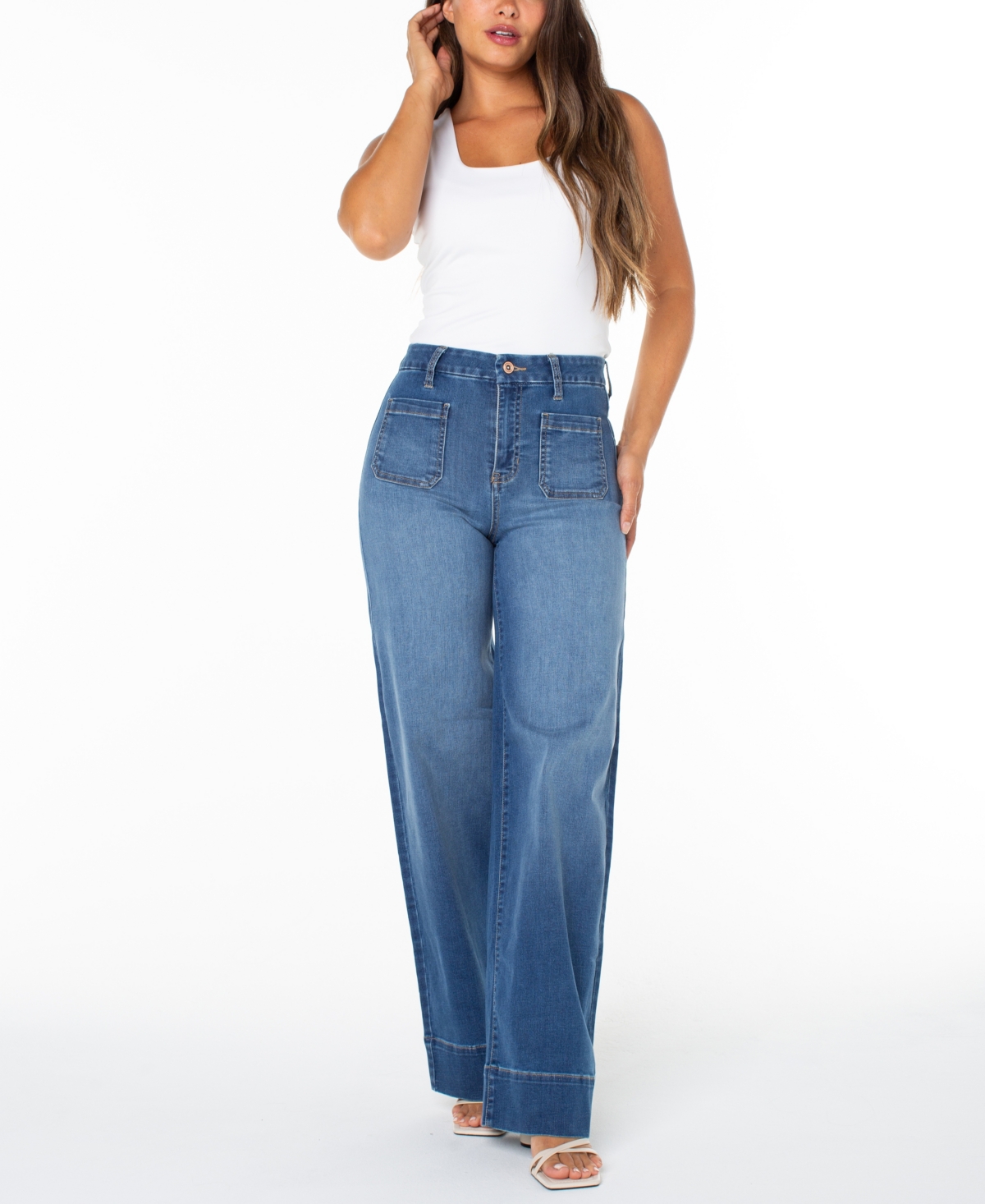 Click here for Celebrity Pink Juniors High-Rise Wide-Leg Patch-Po... prices