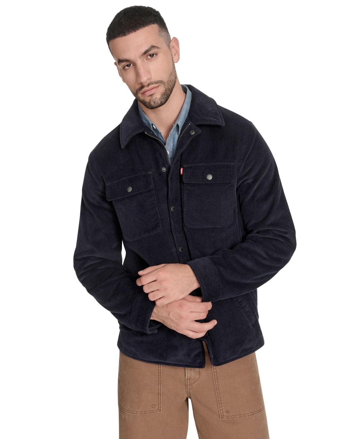 Click here for Levis Mens Corduroy Plaid Lining Shirt Jacket - Na... prices