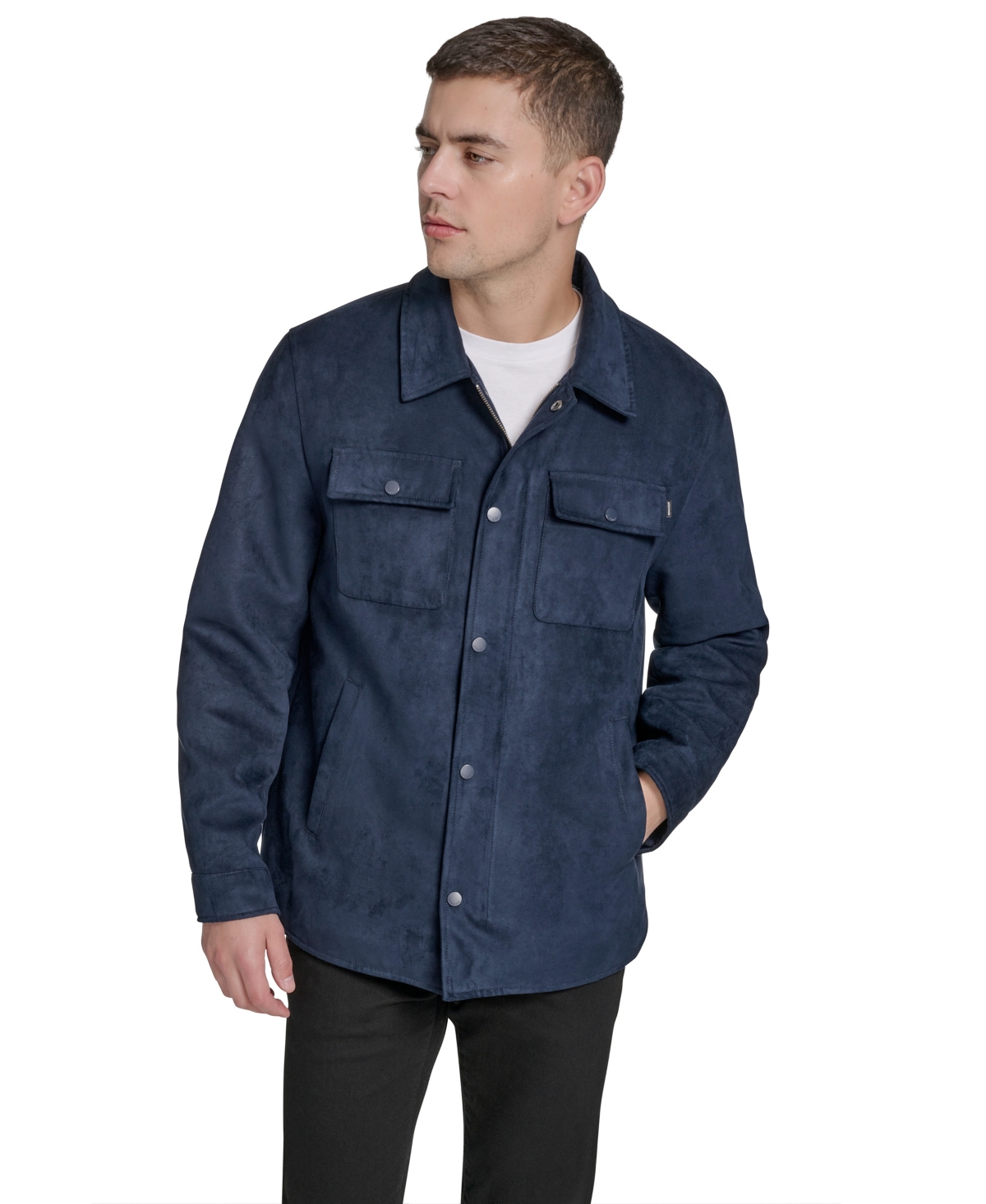 Click here for Dockers Mens Microsuede Shirt Jacket - Navy prices