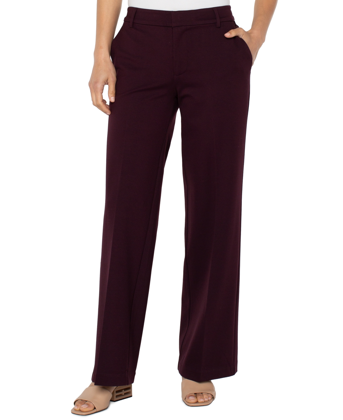 Liverpool Los Angeles Womens Kelsey Wide-Leg Pants - Dark Plum