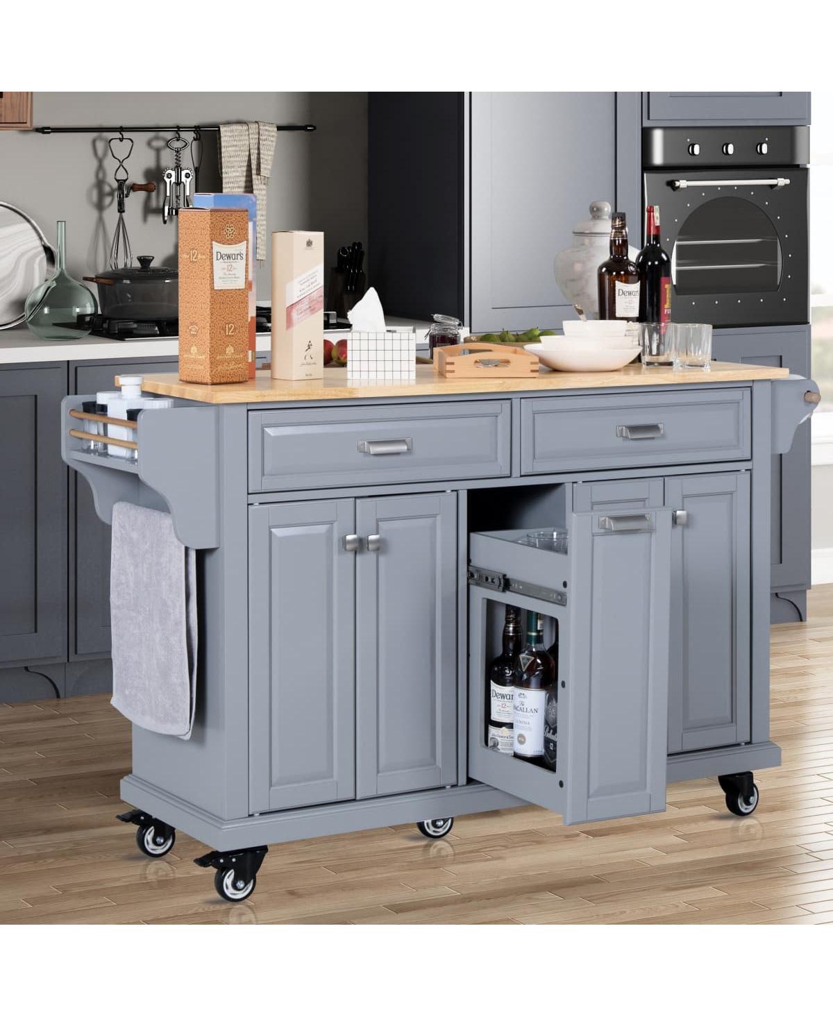 Click here for Farmhouse Kitchen Island Cart with Solid Wood Top... prices