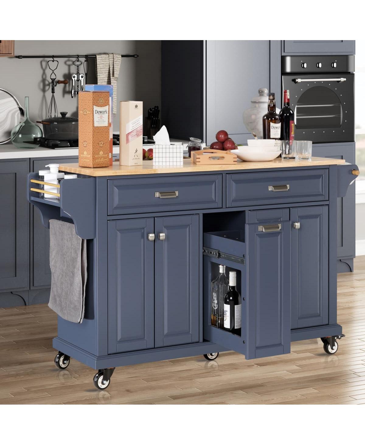 Click here for Farmhouse Kitchen Island Cart with Solid Wood Top... prices