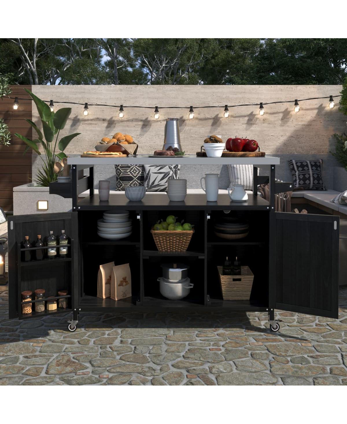 Click here for Maison Boucle Outdoor Kitchen Island Cart with Sto... prices