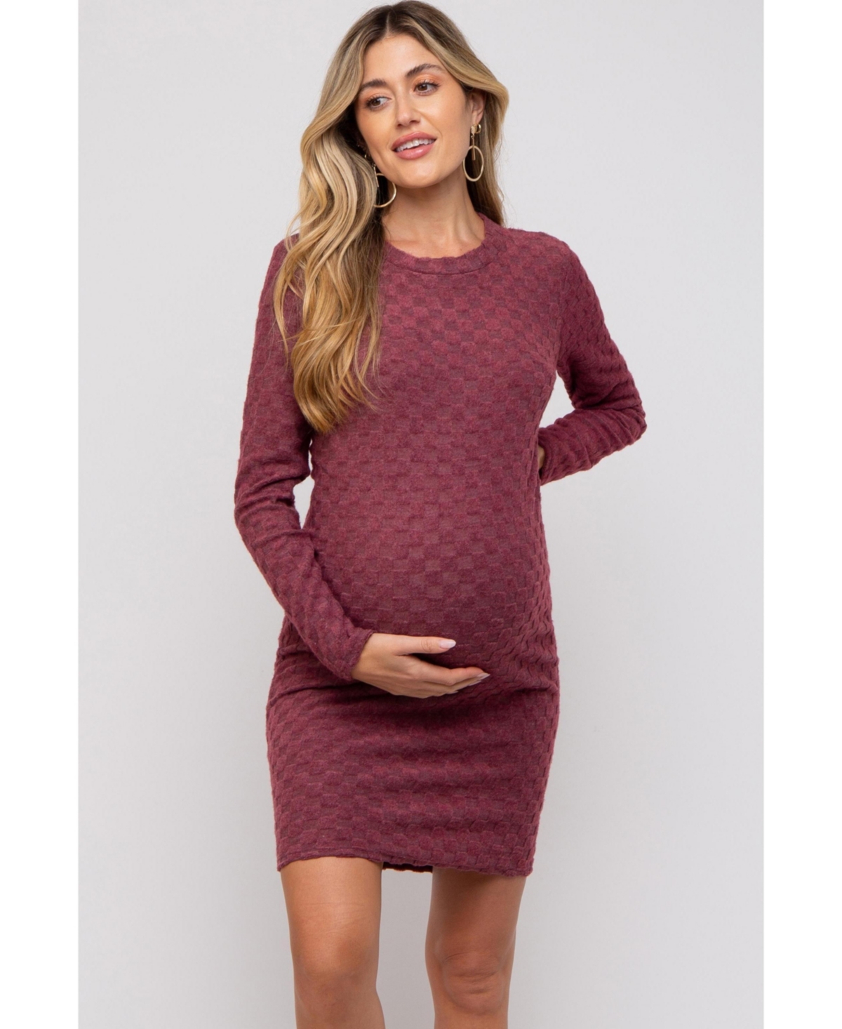 Click here for Pinkblush Maternity Burgundy Soft Brushed Knit Lon... prices