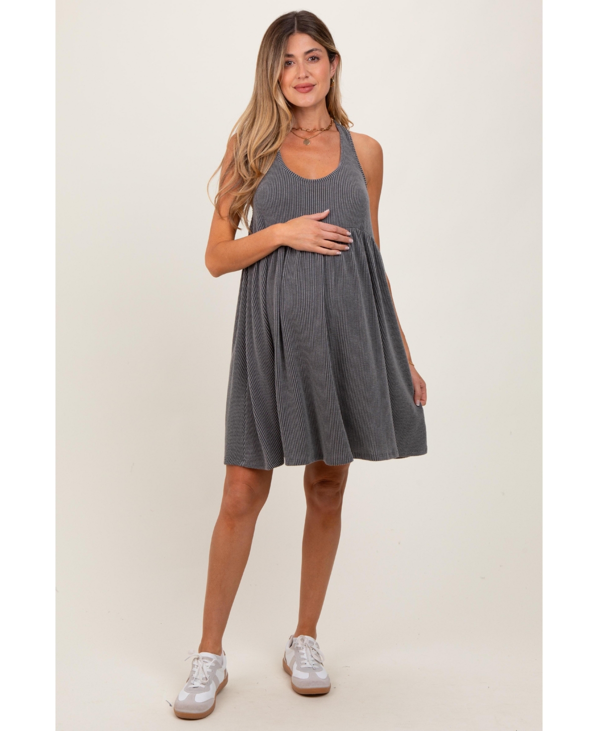 Click here for Pinkblush Charcoal Ribbed Sleeveless Open Back Mat... prices