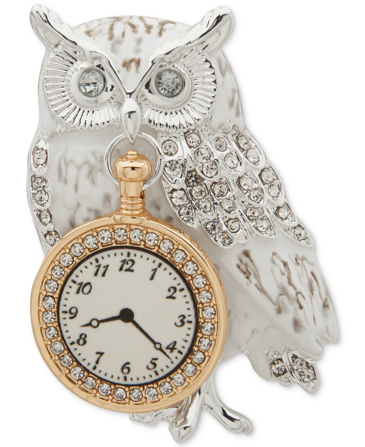 Click here for Anne Klein Mother-of-Pearl Owl with Clock Pin - Wh... prices