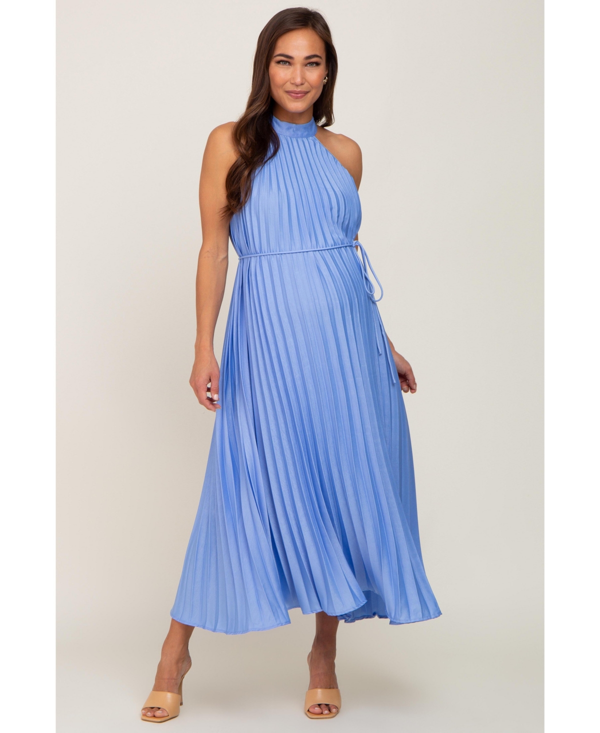 Click here for Pinkblush Maternity Light Blue Pleated Halter Dres... prices