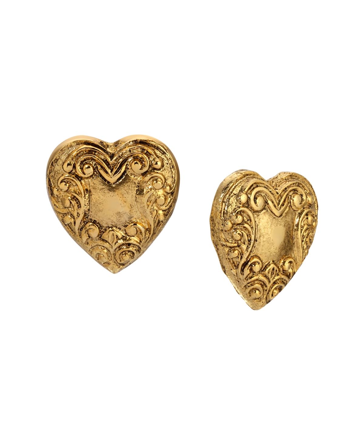 Click here for 2028 Gold Tone Heart Button Earrings - Yellow prices