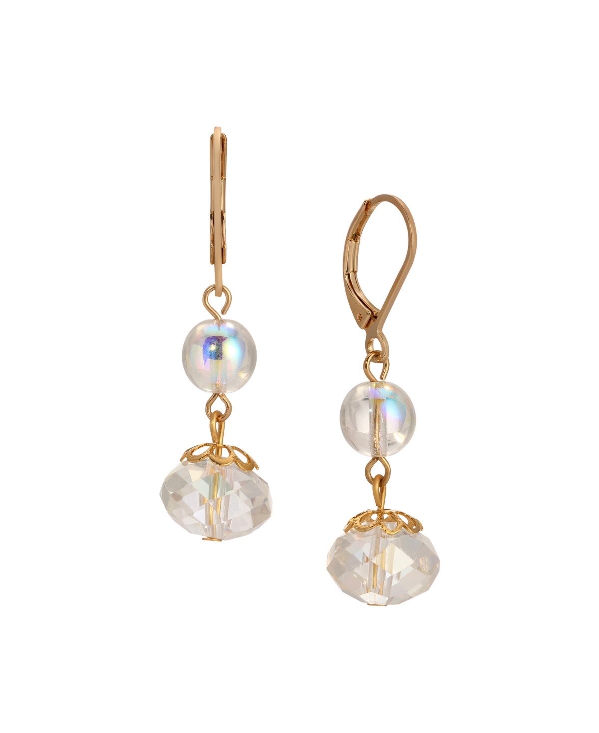 Click here for 2028 Round Crystal Ab Double Drop Earrings - White prices