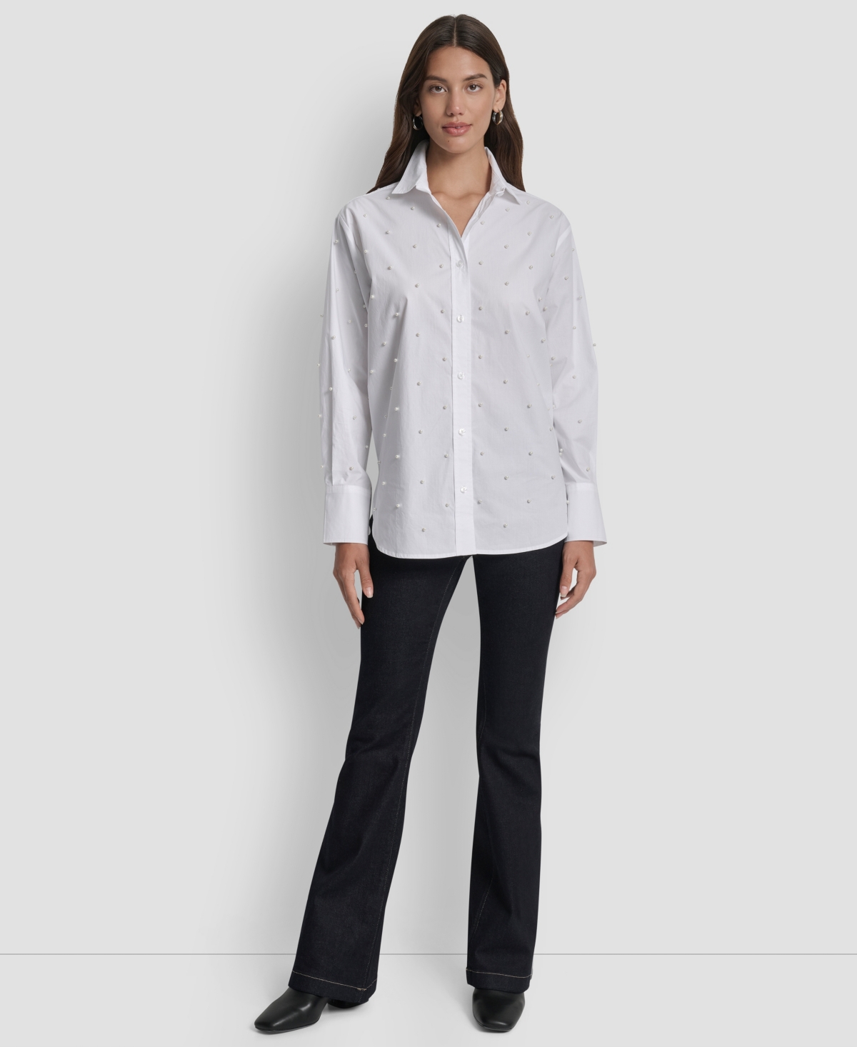 Click here for Dkny Jeans Womens Imitation Embellished Long Sleev... prices