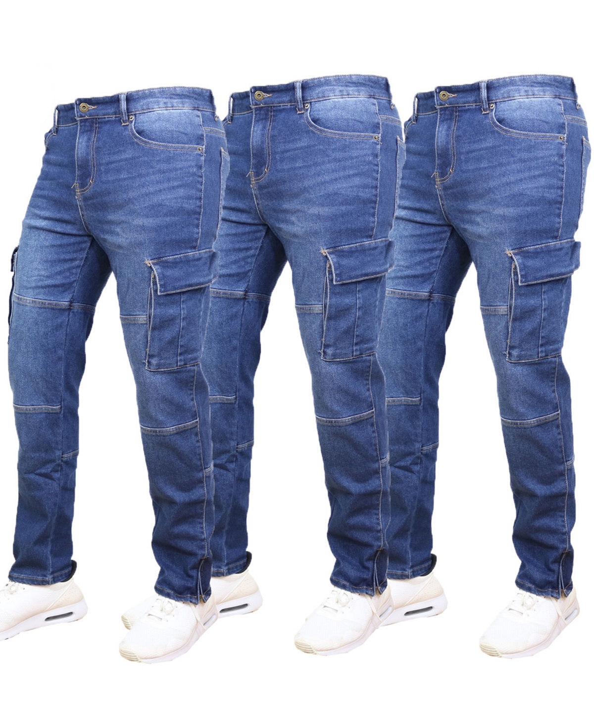 Click here for Blue Ice Mens 3-Pack Stretch Cargo Pocket Jeans -... prices